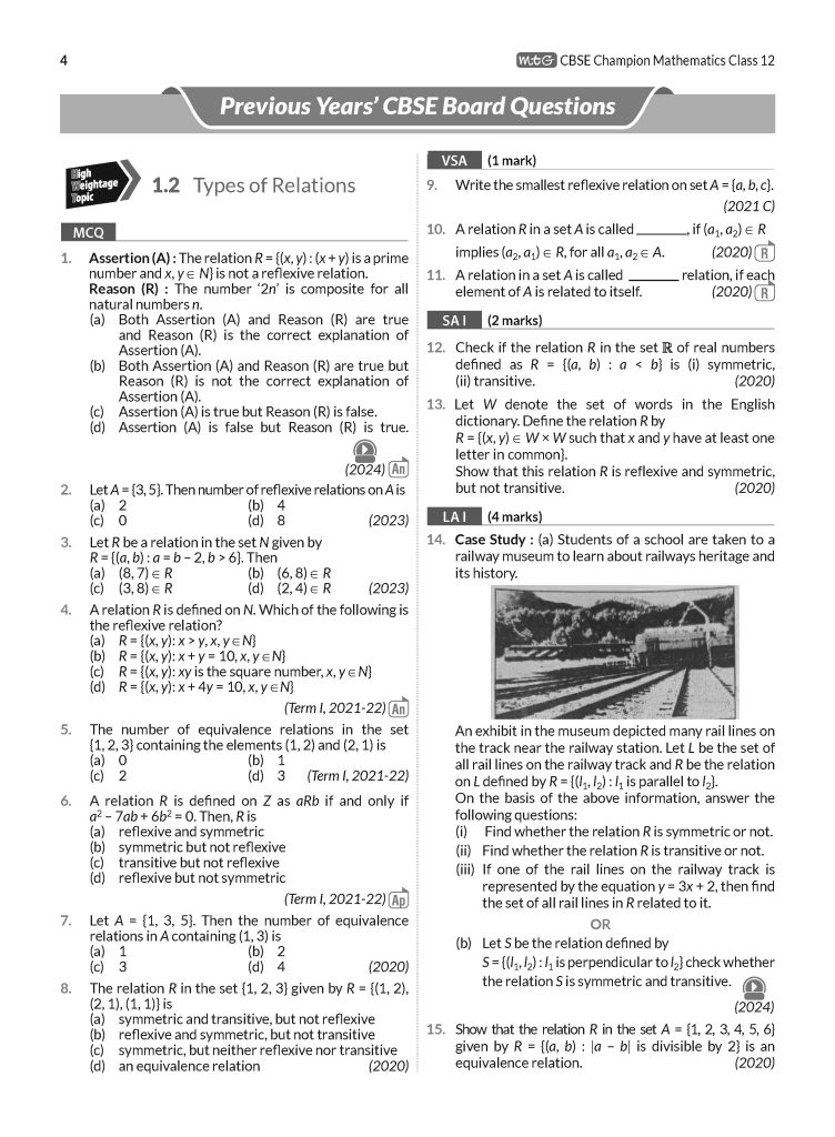 CBSE 10 Years Chapterwise Topicwise Solved Papers Class 12 Mathematics ...