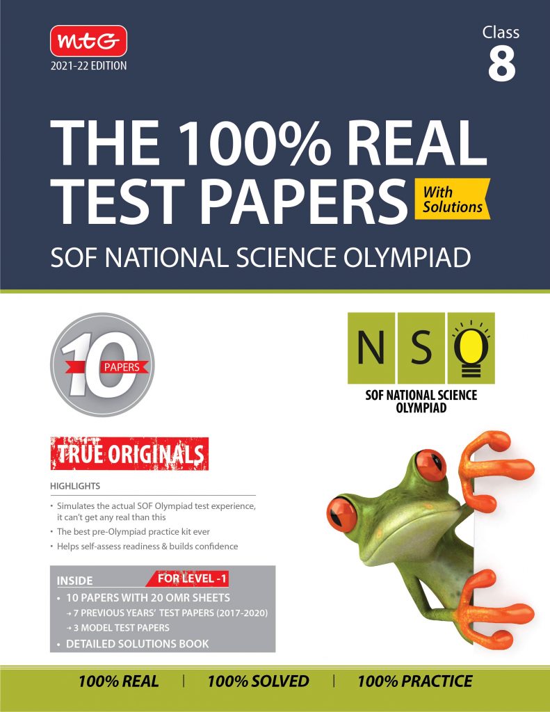 Class 8 The 100 Percent Real Test Papers NSO - MTG Learning Media
