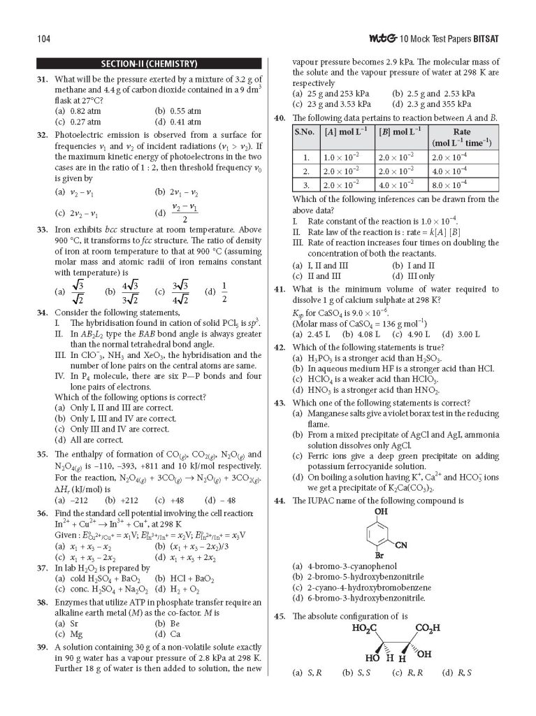 BITSAT 10 Mock Tests Papers with Solutions For 2026 Exam | BITSAT Model ...
