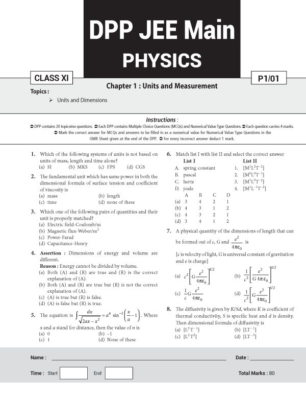 Chapterwise Topicwise DPP JEE Main Physics (Daily Practice Papers) With Solution Booklet - MTG ...