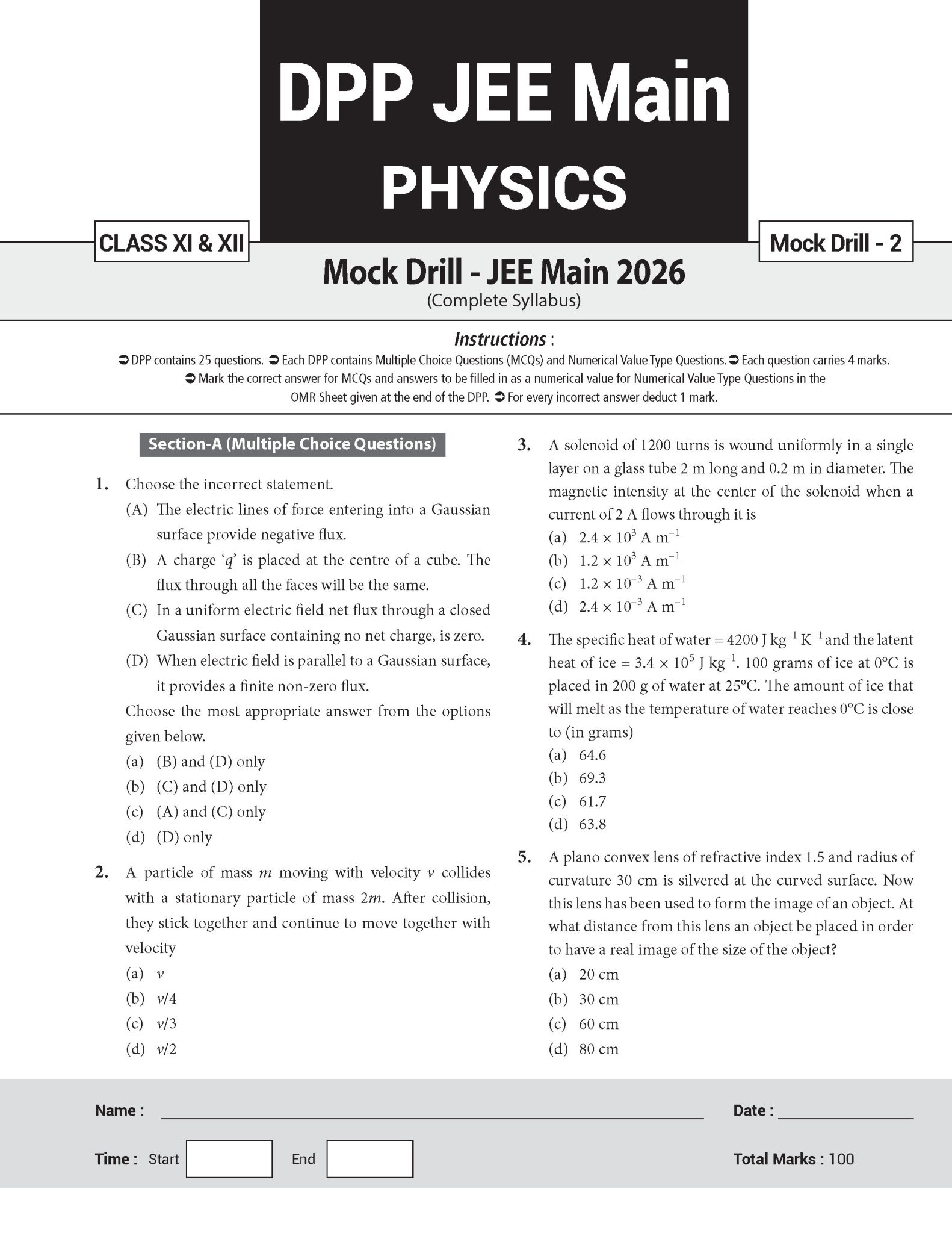 Chapterwise Topicwise DPP JEE Main Physics (Daily Practice Papers) With ...