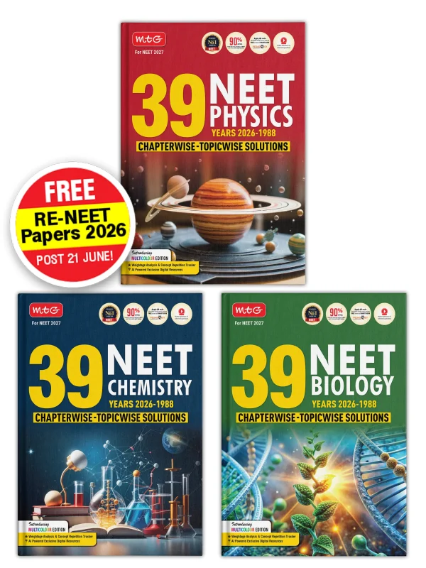 39 Years NEET Physics, Chemistry, Biology Book For 2026-2027 Exam (Set ...