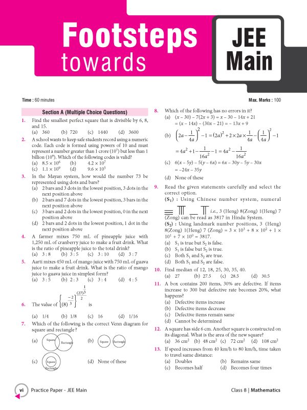 Foundation Course Class 8 Mathematics Combined Part-1 and 2 For NEET ...